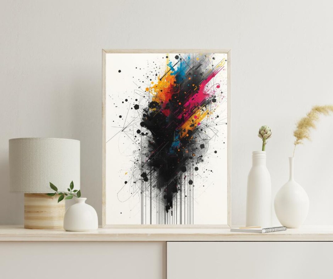 Abstract Color Splash Wall Art Printable, Modern Digital Art Poster ...