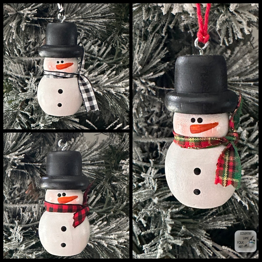 Small Wooden Snowman Ornament, Mini Ornaments, Secret Santa Gifts at ...