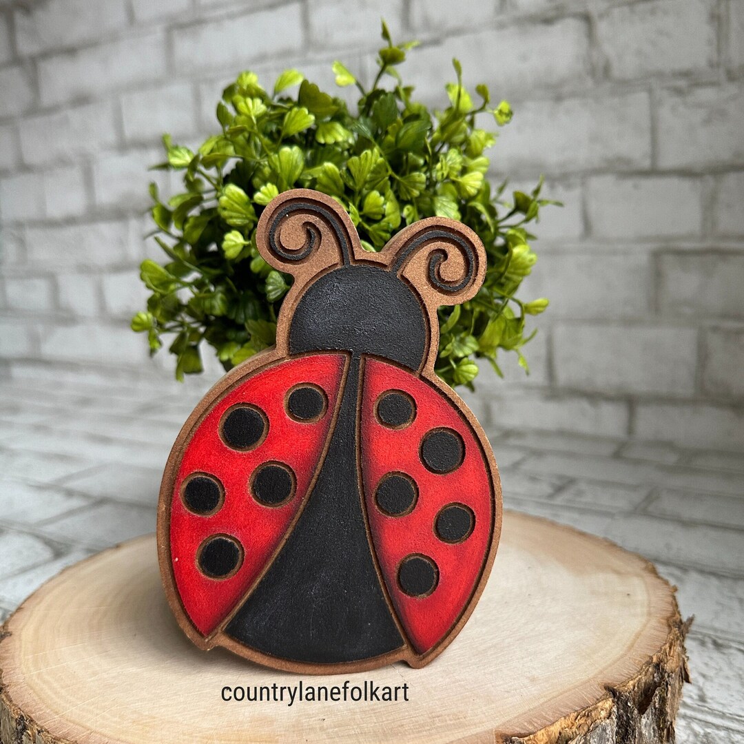 Small Ladybug Figure, Ladybug Decor, Tiered Tray Decor, Farmhouse Shelf ...