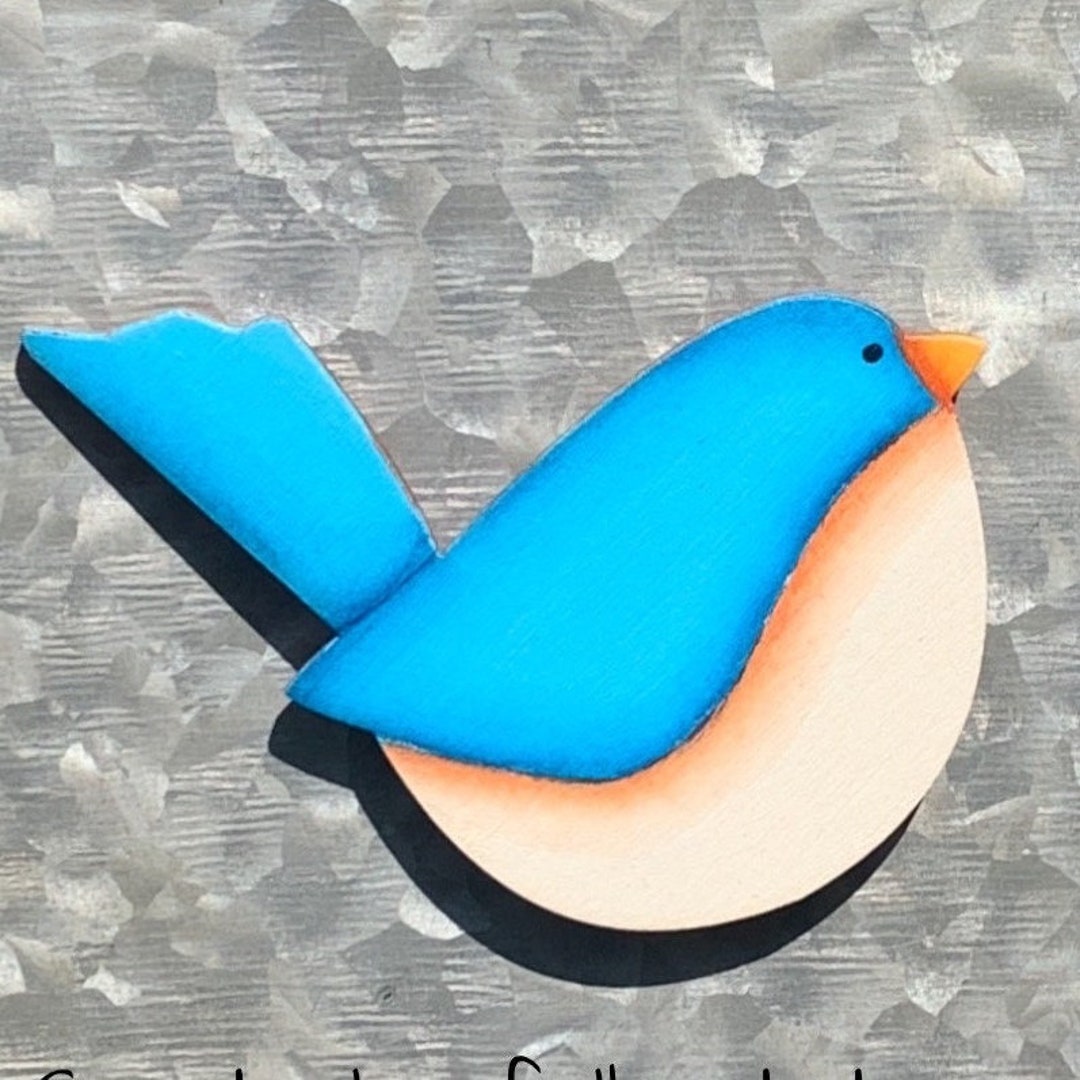Eastern Bluebird Wood Magnet, Whimsical Bird, Birder Gift, Cute Fridge ...