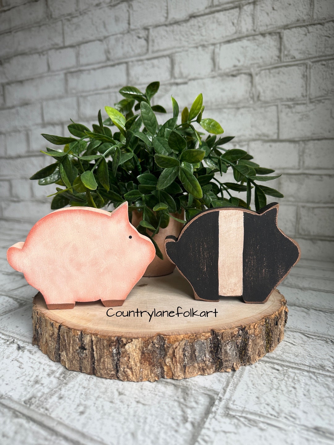 Small Wooden Pig, Rustic Home Decor, Farmhouse Tiered Tray Decor, Pig ...
