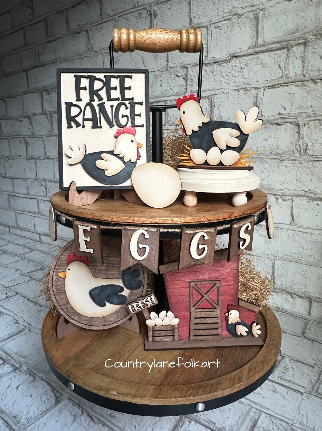 Chicken Tiered Tray Decor, Tiered Tray Bundle, Gifts for Chicken Lovers ...
