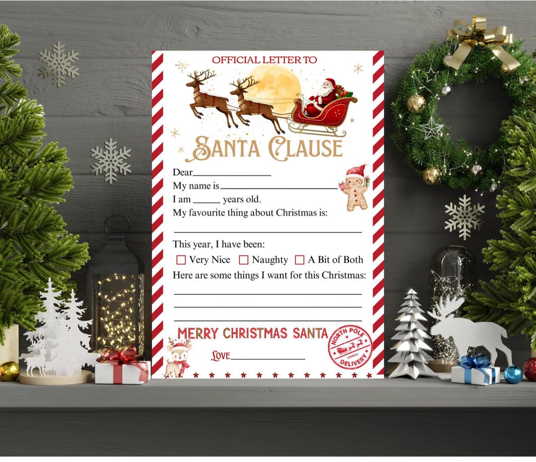 Santa Letter, Christmas Wish List, Letter to Santa, Santa Wishlist ...