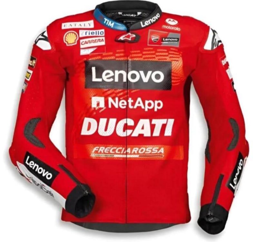 Ducati lenovo Motogp Motorcycle Jacket, Genuine Cowhide Leather Biker ...