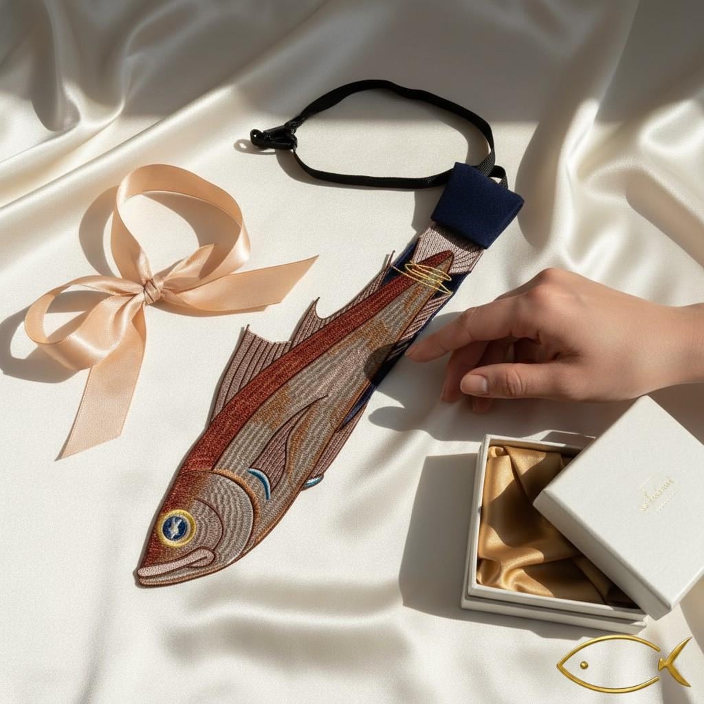 Fish Tie, Embroidered, Unisex Necktie, Unique Gift, Fashion Accessories ...