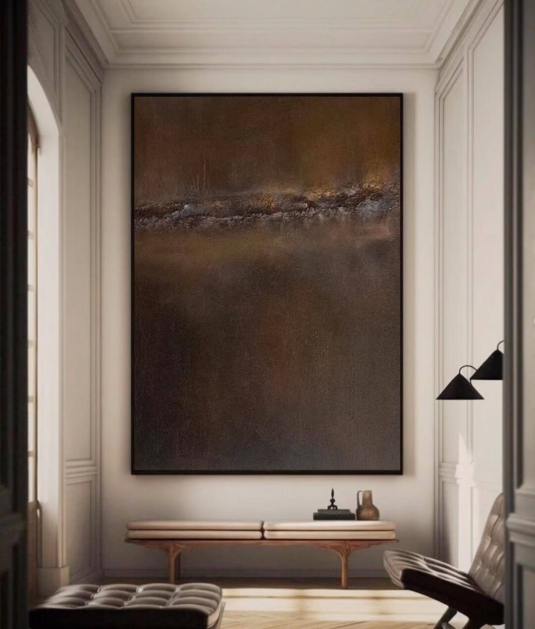 Wabi-sabi Rust Texture Abstract Oil Painting - Earthy Brown Moody ...