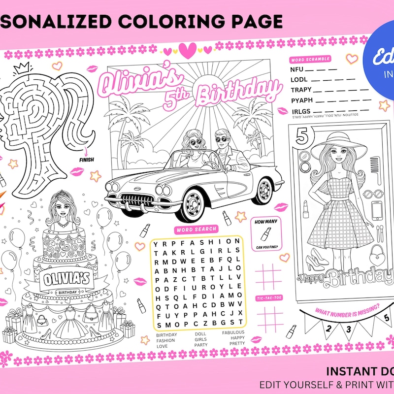 Barbie Table Decor Kids - Etsy