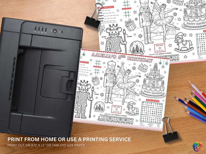 Editable Nutcracker Birthday Coloring Placemat : Christmas Printable ...