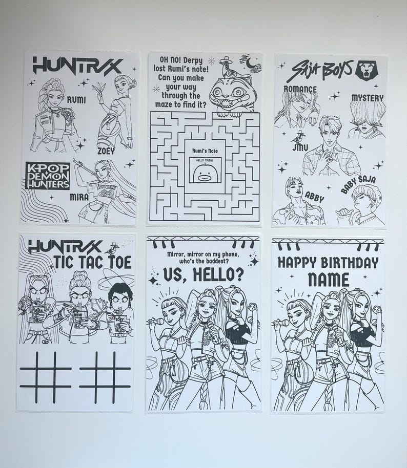 K-POP Demon Hunter Kids Coloring/activity Book Party Favor ...