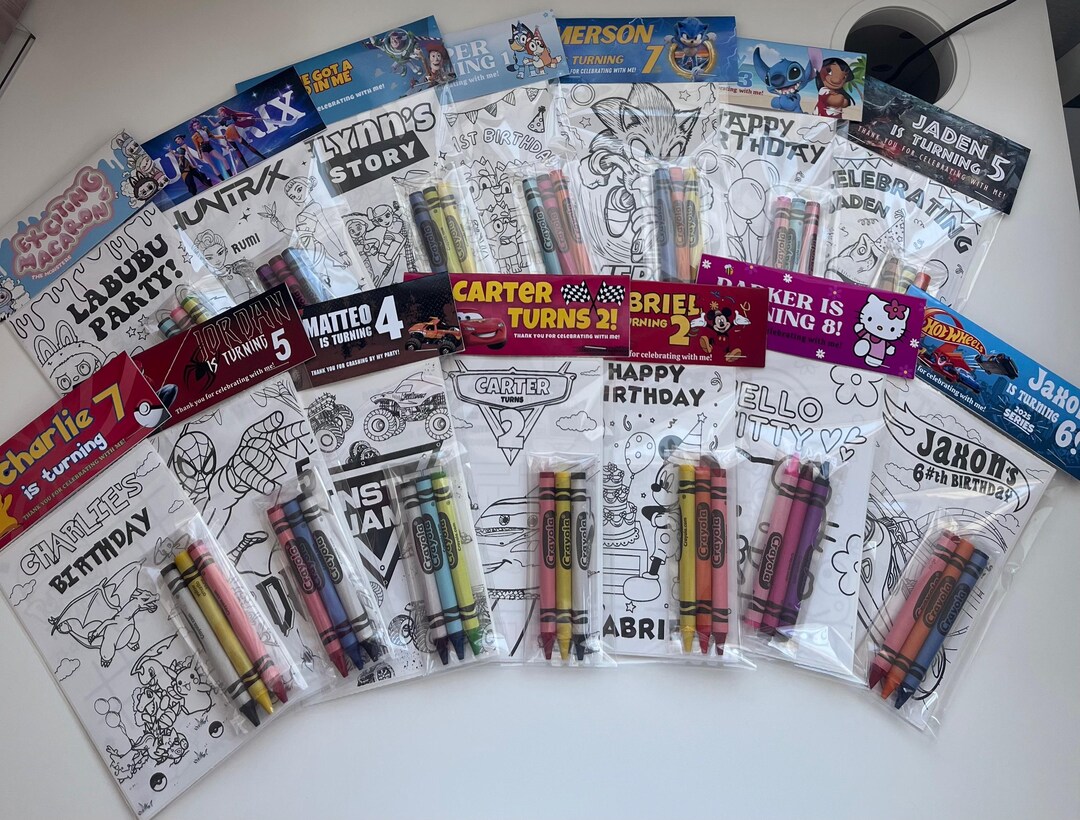 Kids Coloring Book Party Favor | Personalized Party Activity | Fun ...