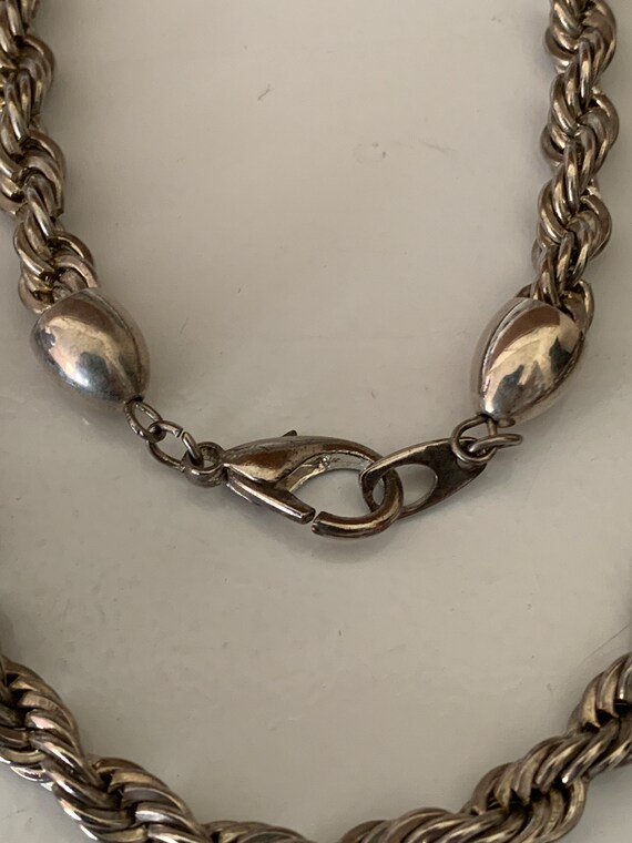 Large chunky twisted silver tone decorative rope chai… - Gem