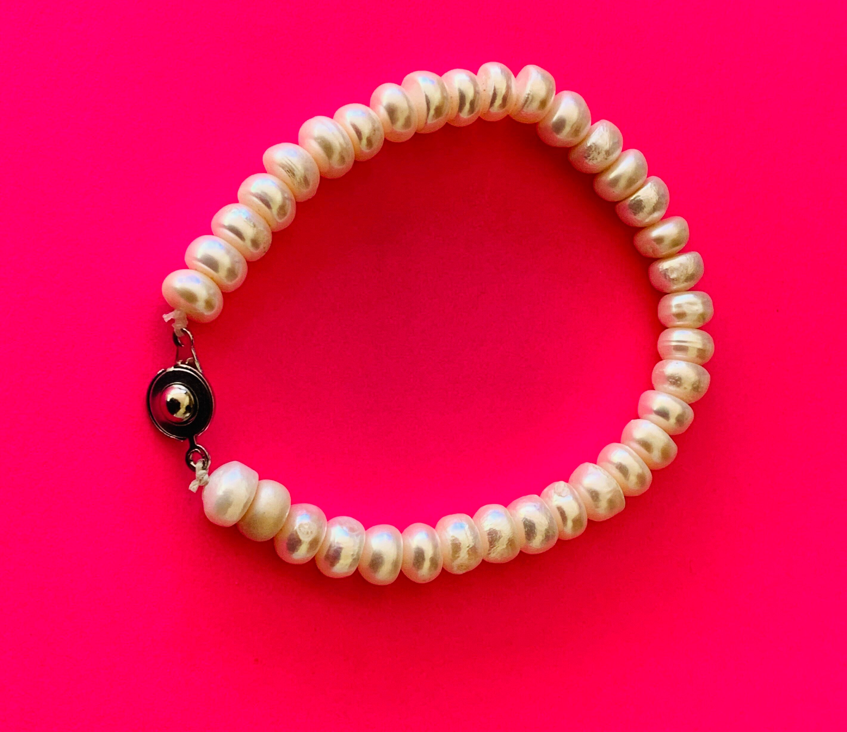 Teng Yue Lovely Genuine 9mm White Freshwater Pearl Bracelet | Etsy