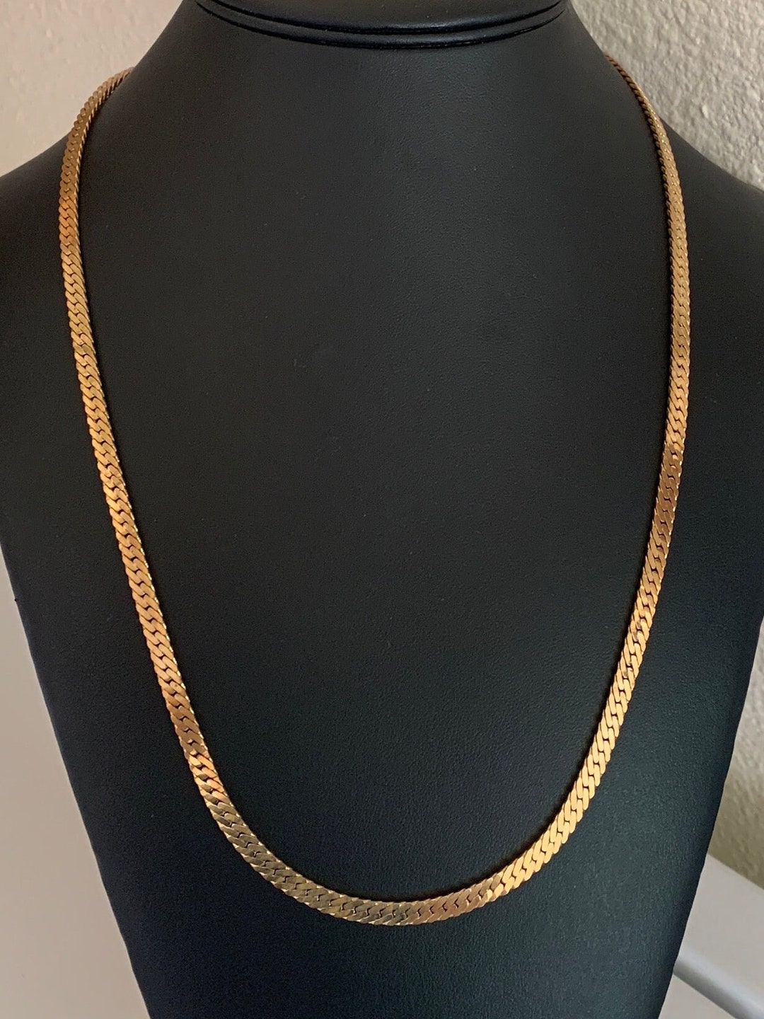 Long Flat 24 Inch 5mm Gold Tone Herringbone Chain - Etsy