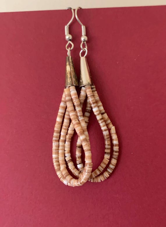 Native American Shell Heishi Double Tear Drop Hoop Da… - Gem
