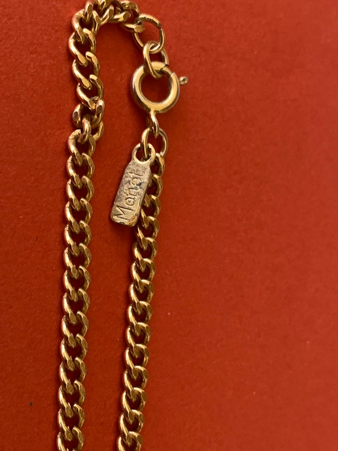 Classic Monet Long Decorative Gold Brushed Link and Chain Necklace - Etsy