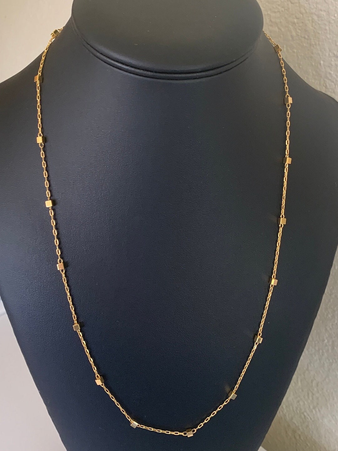 Monet Sparkling Gold Plated Chain and Box Links Necklace - Etsy