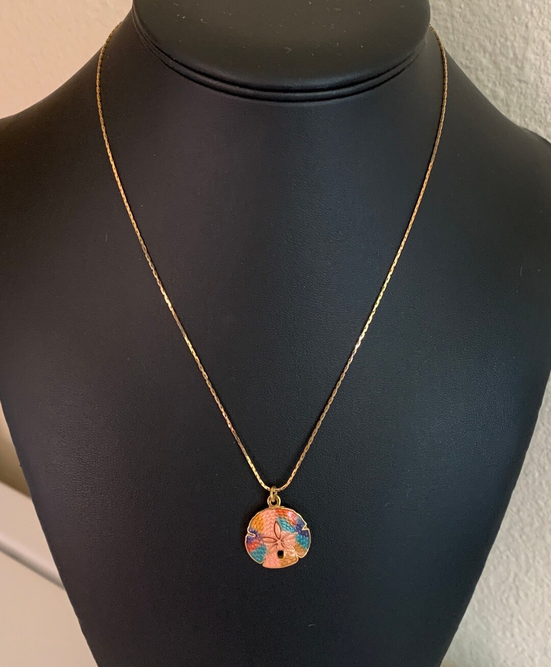 Cloisonné Enamel Sand Dollar Pendant Necklace on Monet Chain - Etsy