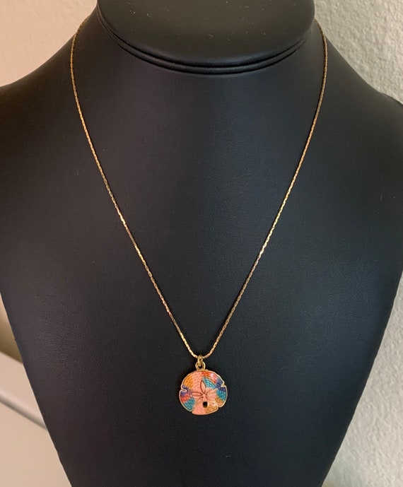 Cloisonné Enamel Sand Dollar Pendant Necklace On Mone… - Gem
