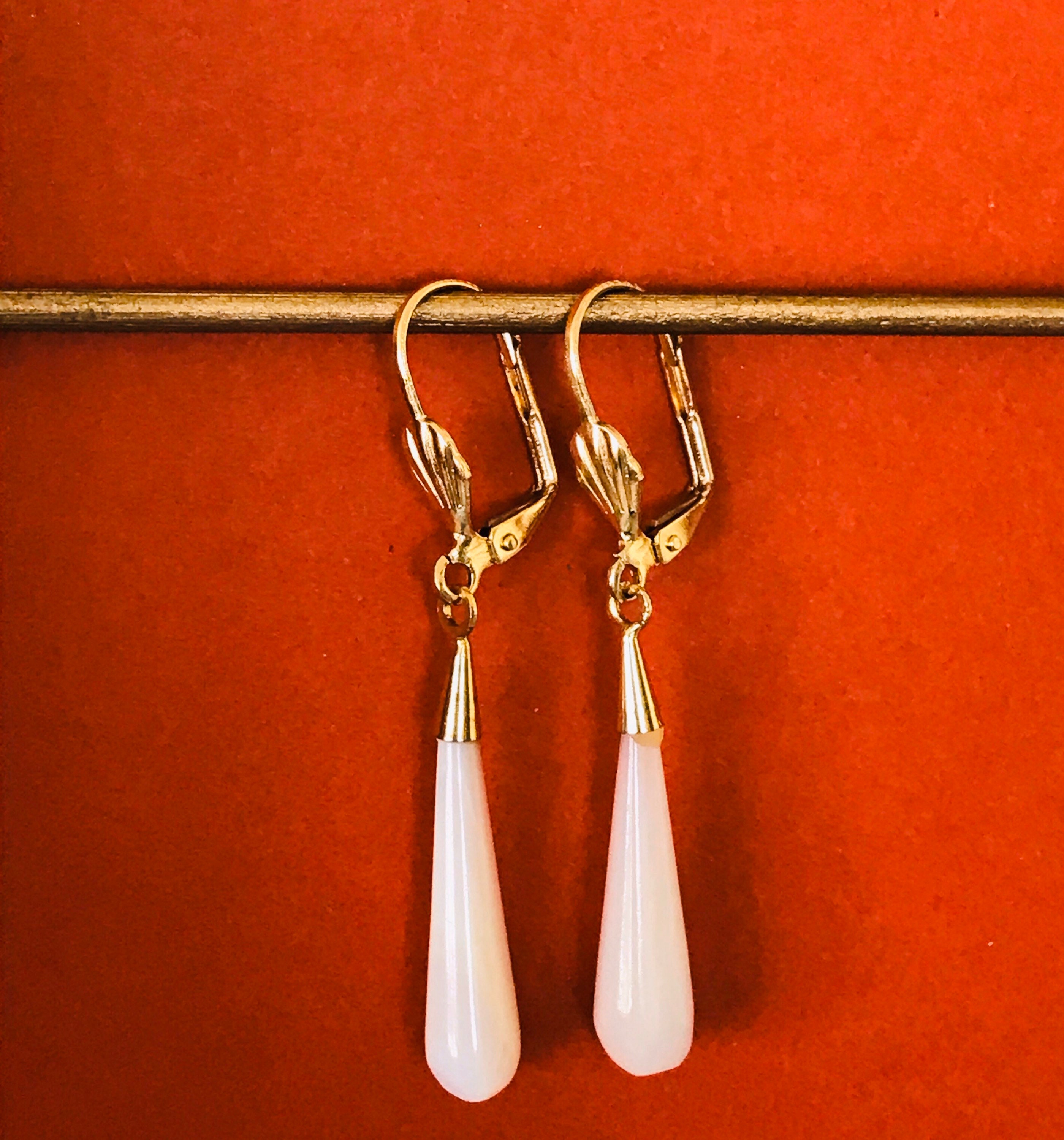 Carved Mother Of Pearl Dangle Earrings Etsy