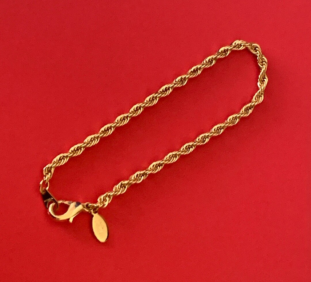 American Showcase Gold Plated Shiny Twisted Rope Chain Bracelet - Etsy