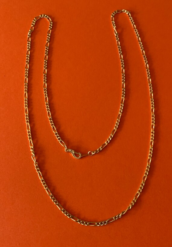 Beautiful Gold Plated Shiny 28 Inch Long Flat Figaro Chain Necklace With Security Clasp Etsy