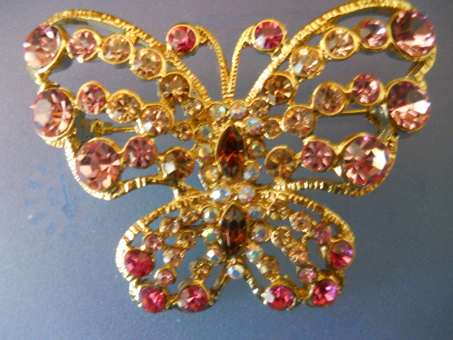 Pink Butterfly Vintage Rhinestone Butterfly Pin With Pink | Etsy