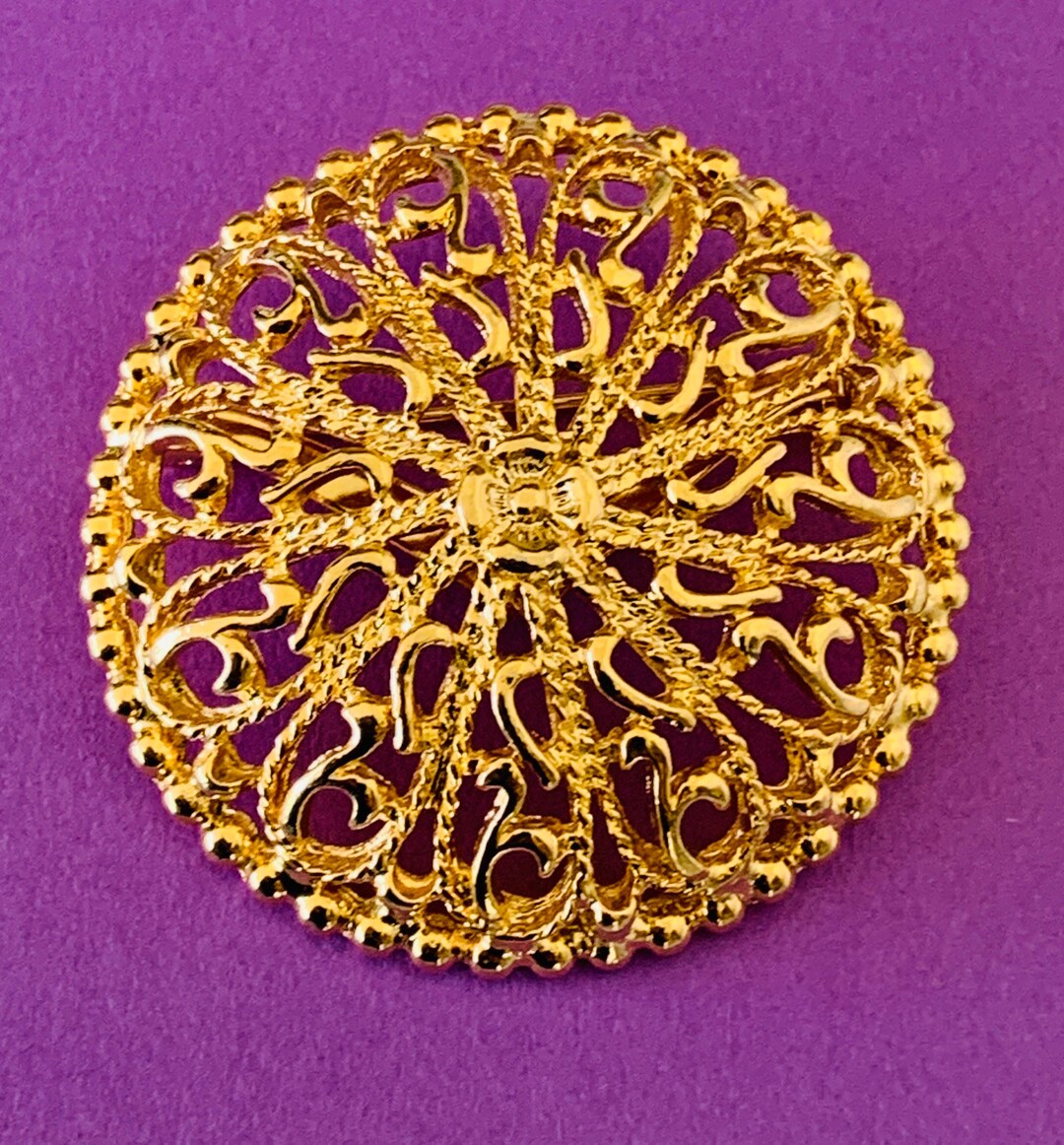 Vintage Round Abstract Brooch With Decorative Details - Etsy