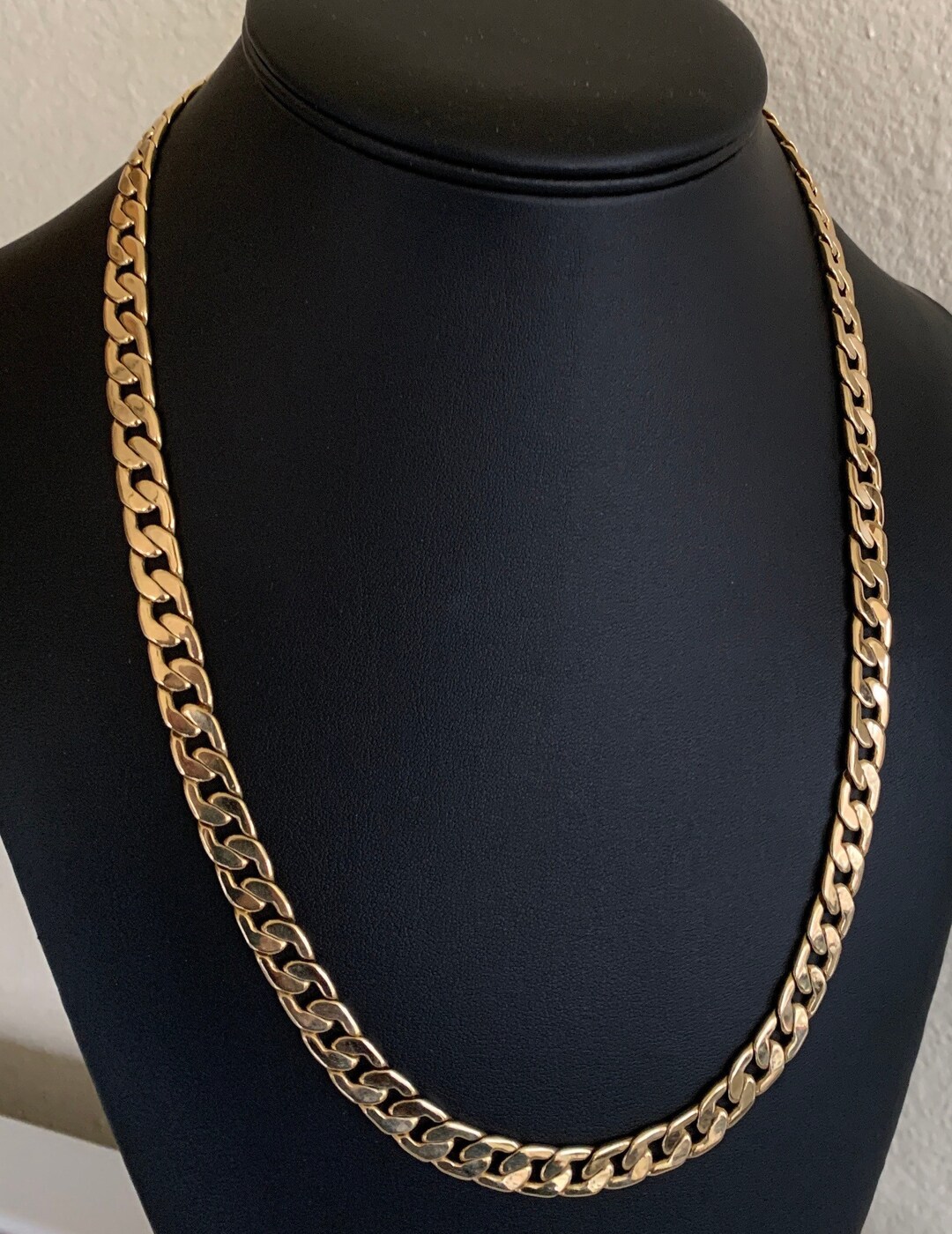 Simple Classic Gold Tone Decorative Flat Link 23-inch Necklace - Etsy