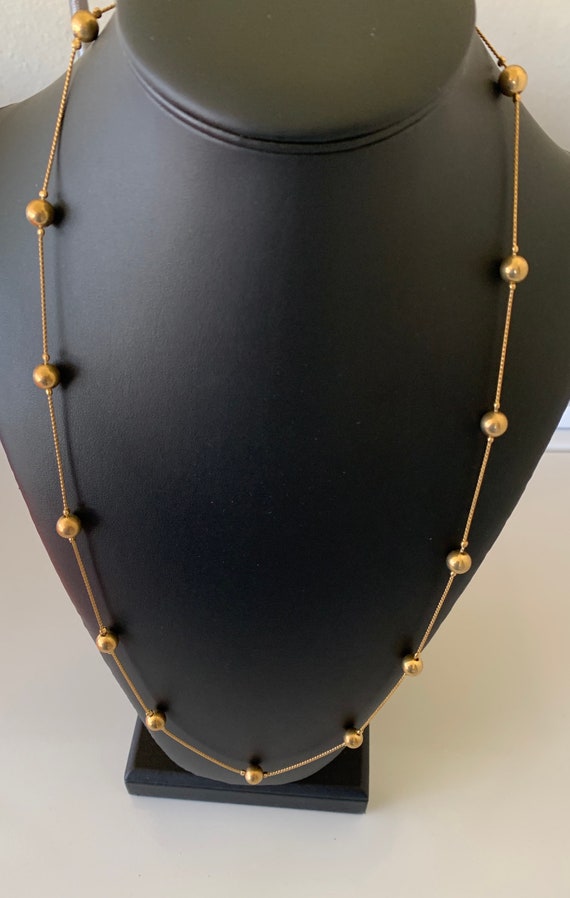 1970's Shiny Gold Decorative Chain and Gold Bead Neck… - Gem