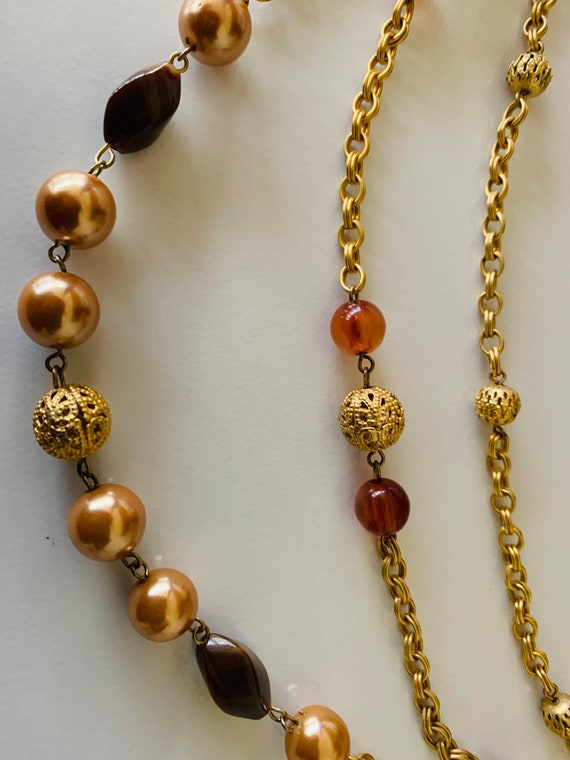 Swag Three Layer Faux Stone Faux Gold Pearl and Gold … - Gem