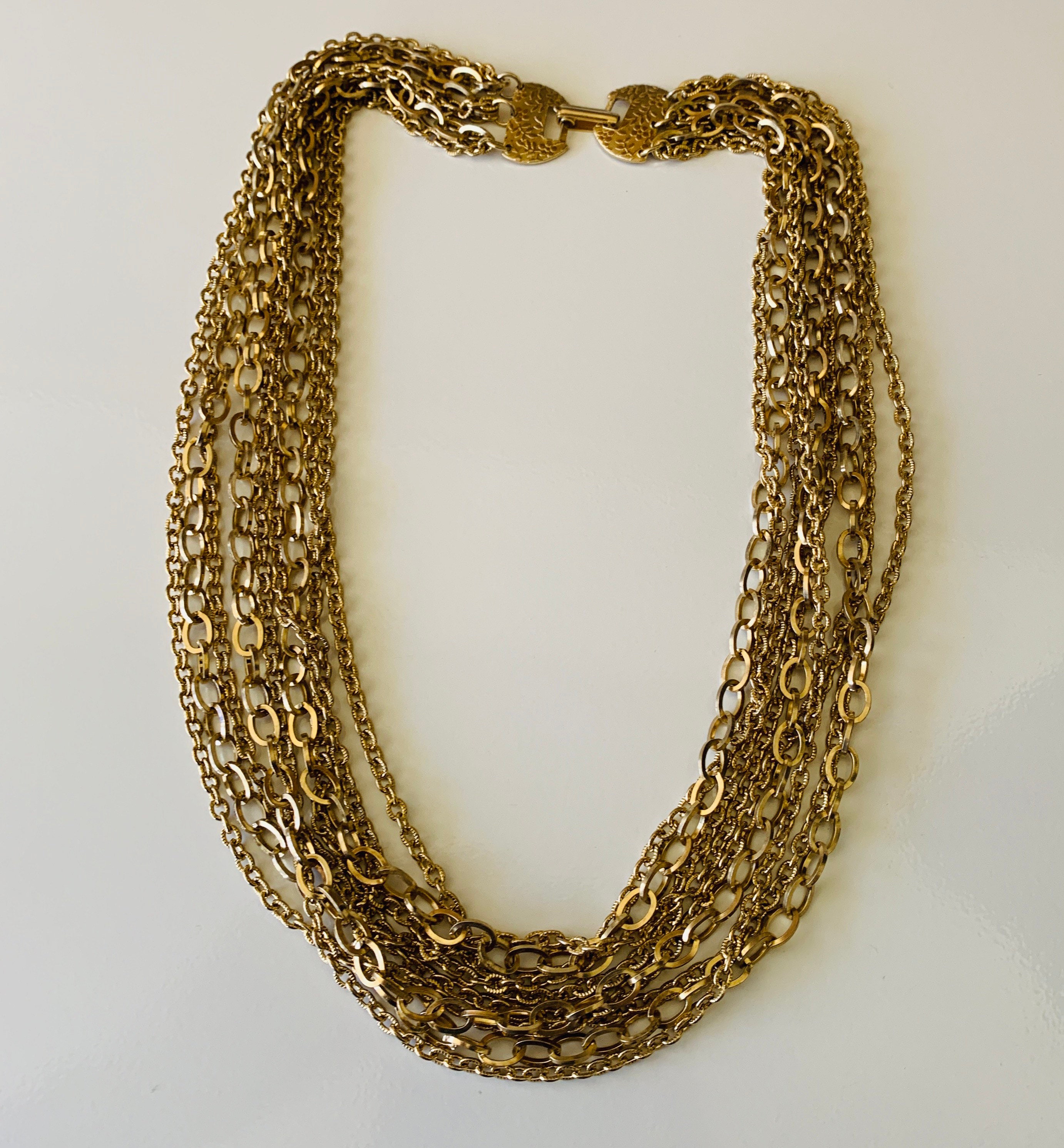 Multilayered Chunky Gold Swag Chain Choker Necklace | Etsy