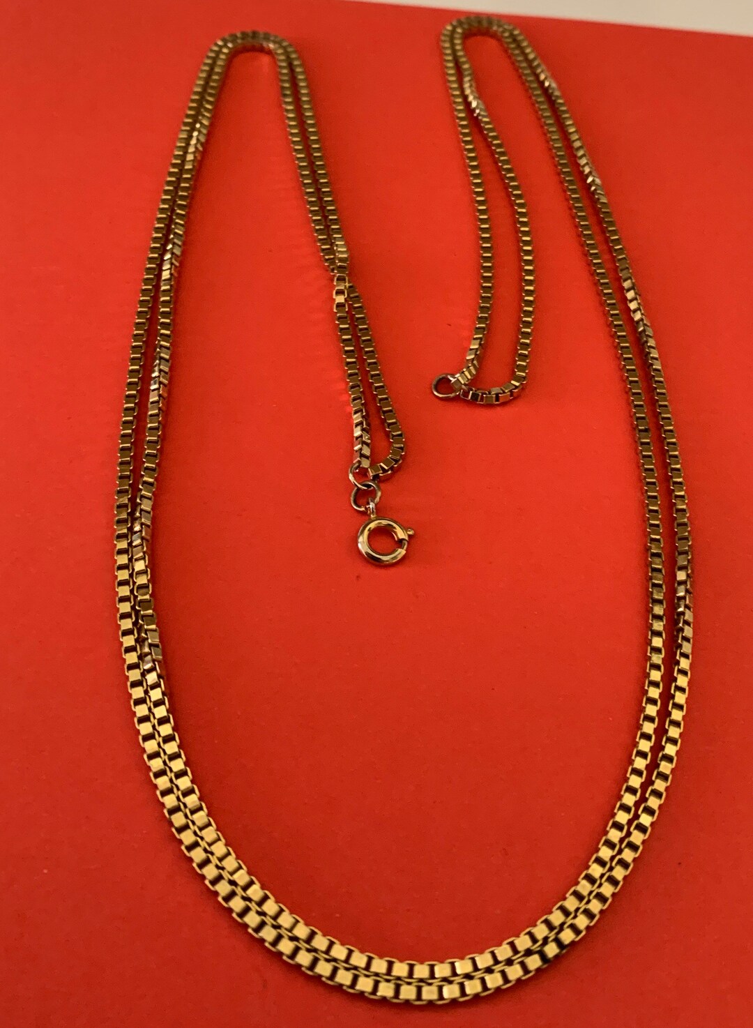 Classic Two Layer Gold Tone Box Chain Necklace - Etsy