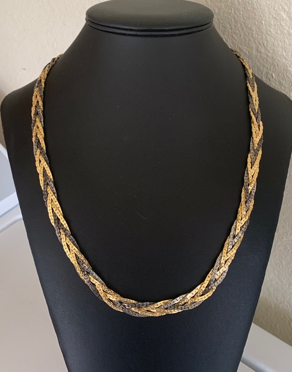 24inch Long Flat Silver and Gold Braided Chain Necklace - Etsy