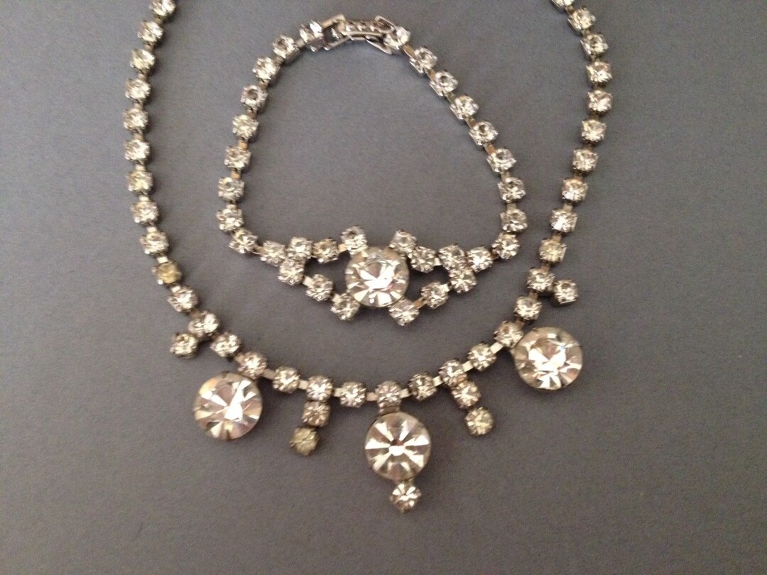 Rhinestone Princess Clear Demi Parure Clear Rhinestone Necklace and ...