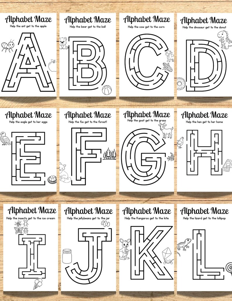 Alphabet Maze Worksheets A–Z | Preschool Letter Recognition & Fine ...