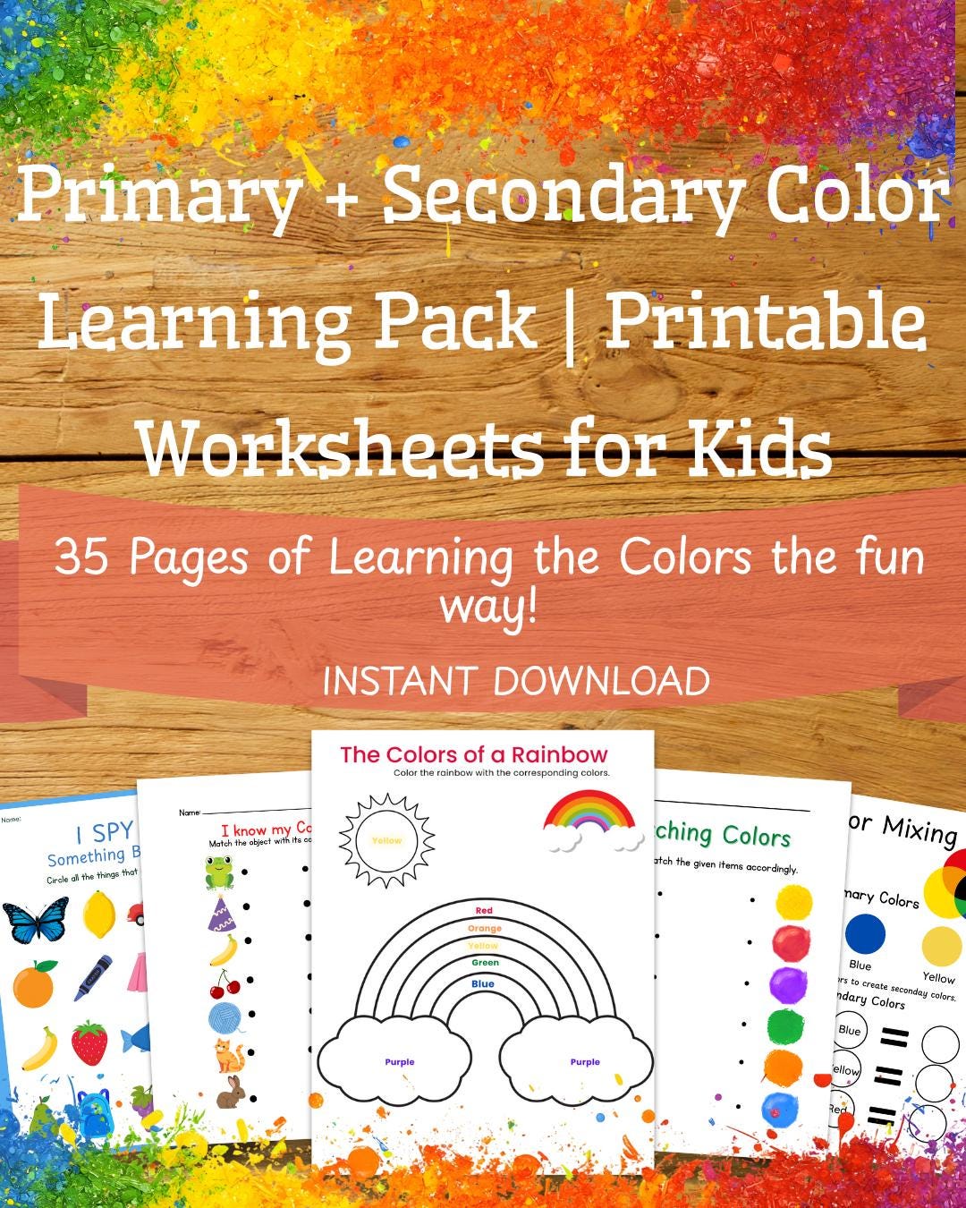 Learning Colors Activity Pack: Preschool Worksheets (printable PDF) - Etsy