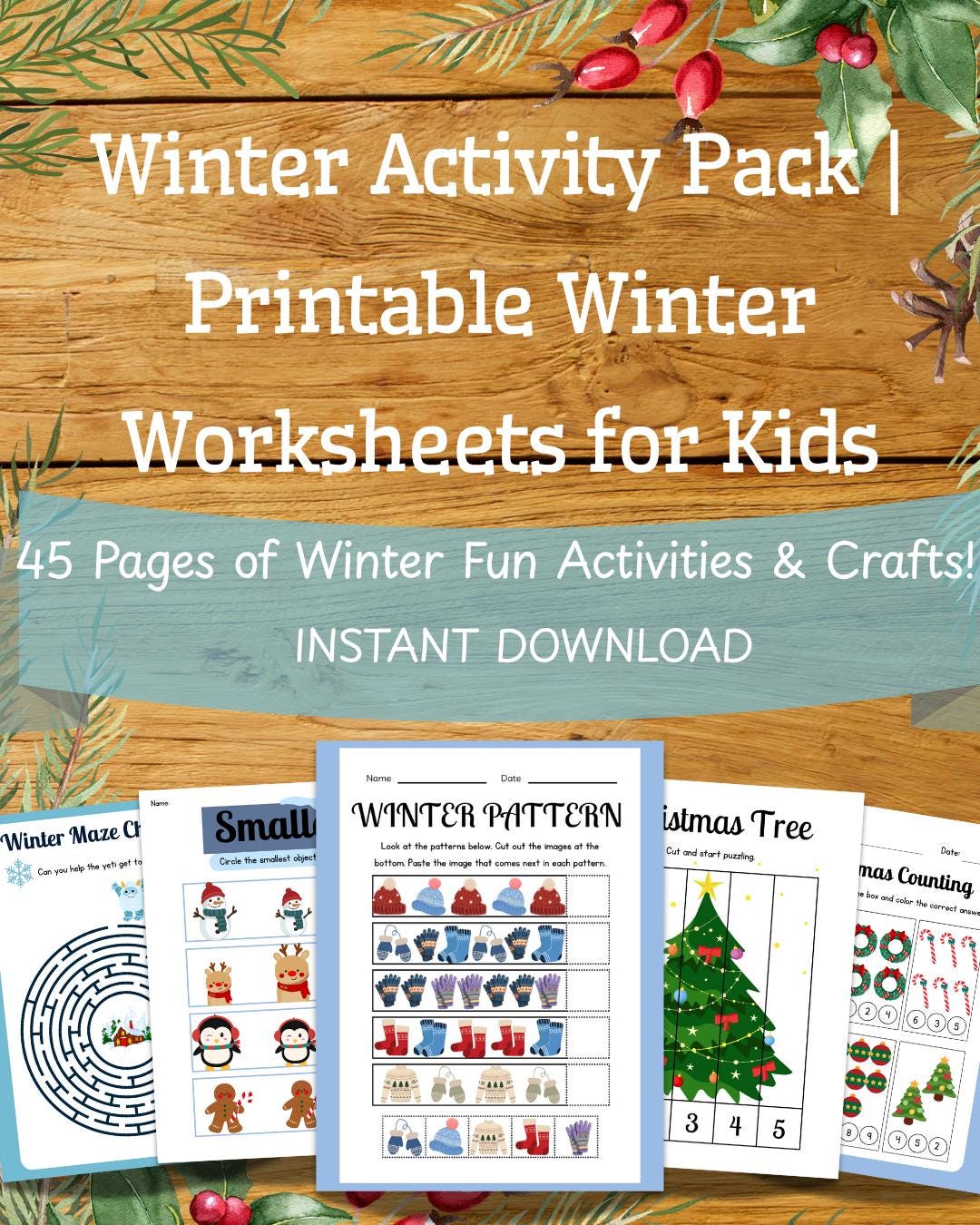 Winter Activity Pack for Kids | Printable Preschool Worksheets | Fun ...