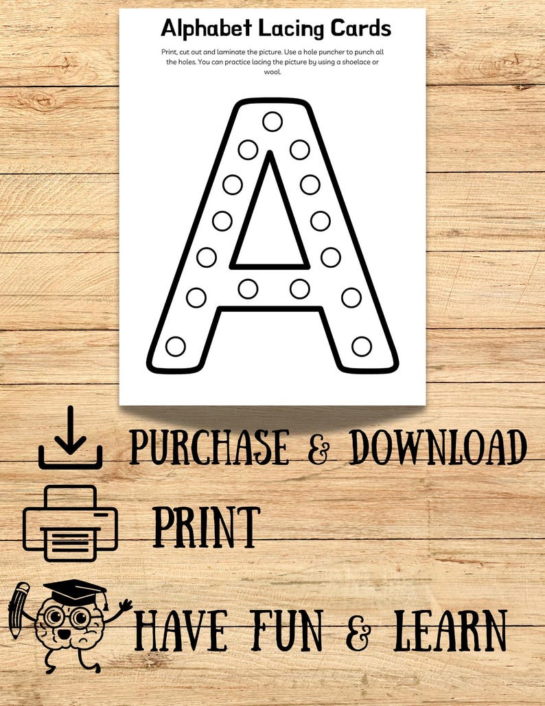 Alphabet Lacing Cards | Fine Motor Skills Activity (printable PDF ...