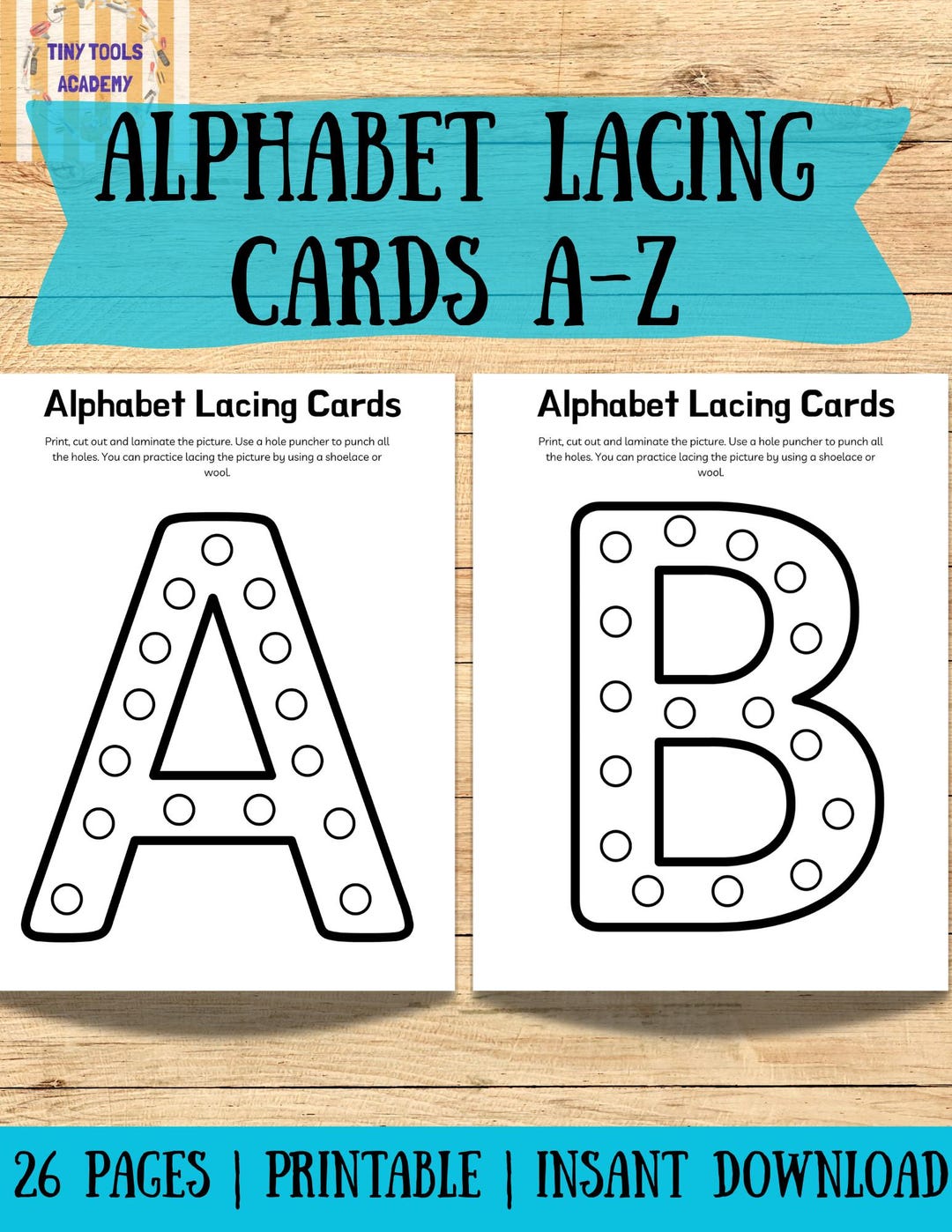 Alphabet Lacing Cards | Fine Motor Skills Activity (printable PDF) - Etsy
