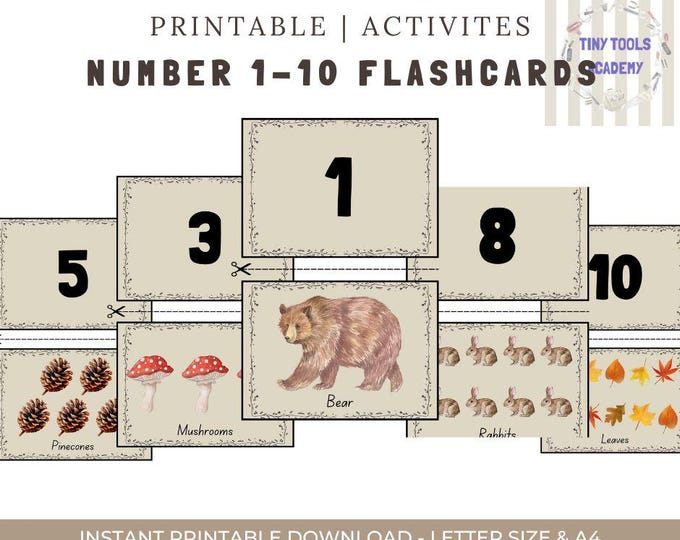 Woodland Animals Number Flashcards 1-10. Nature Counting Cards 1-10 ...