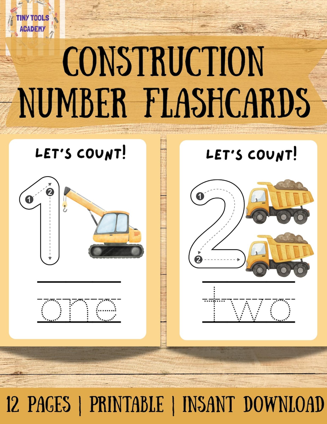 Construction Theme Flashcards | Numbers 1–10 for Preschoolers | Early ...