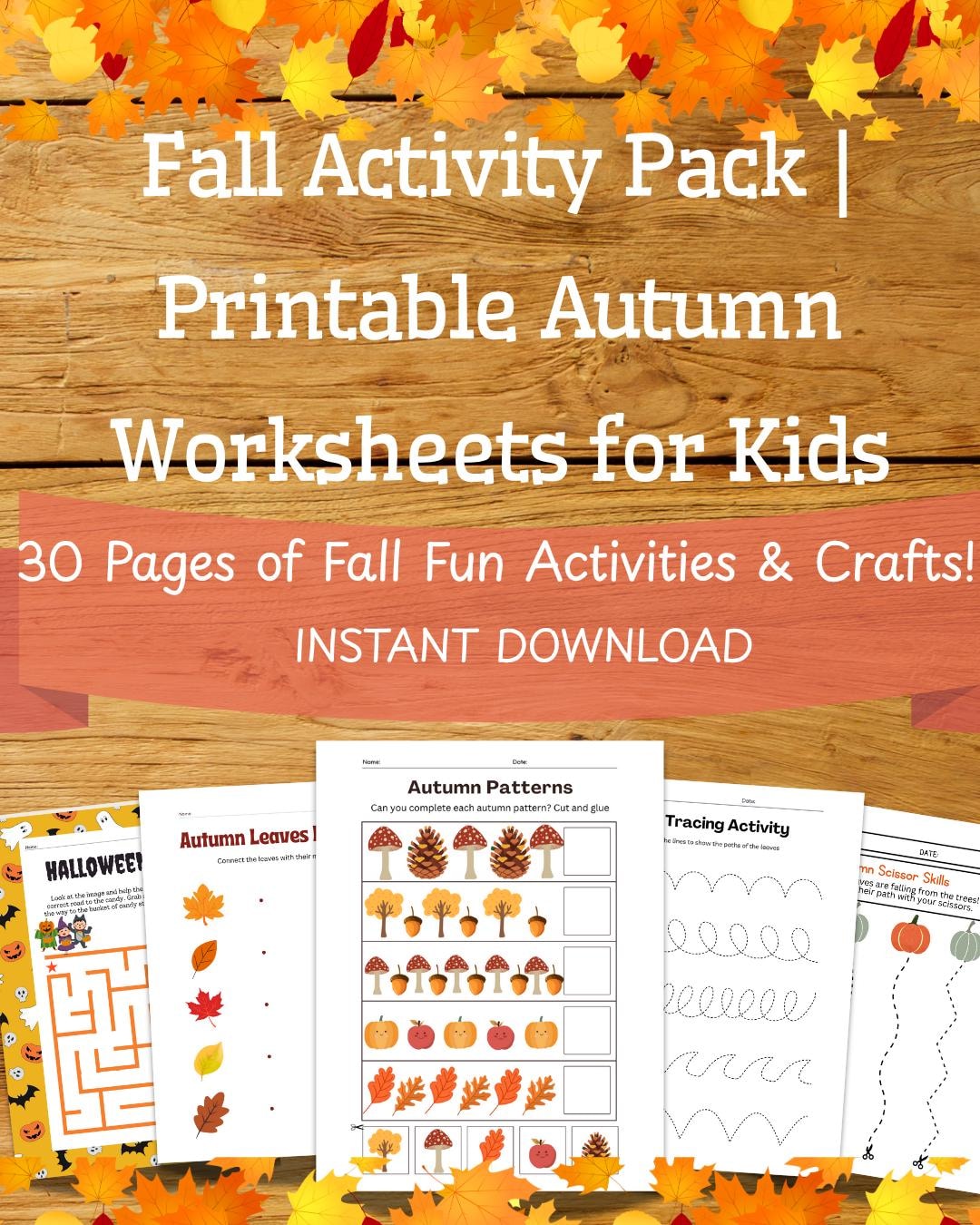 Fall Activity Pack | Printable Autumn Worksheets for Kids - Etsy UK