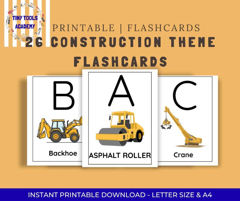 26 Construction ABC Flashcards | Alphabet Printable | Toddler ...