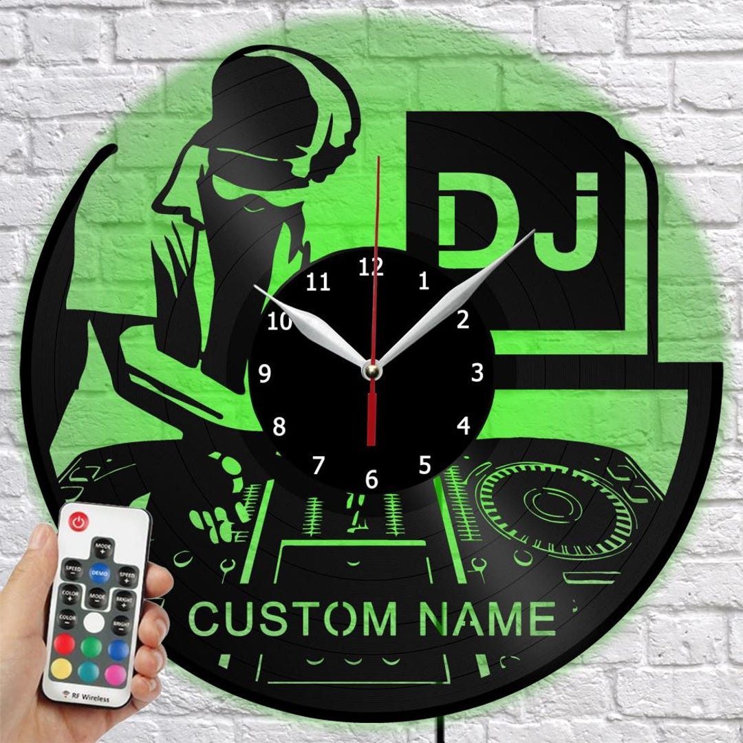 DJ Clock Personalized Gift Music Vinyl Record Wall Clock Custom Name ...