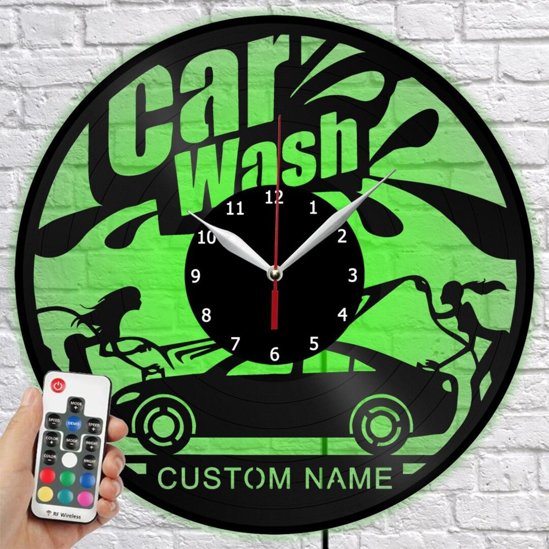 Car Wash Personalized Clock Art Wall Car Wash Decor Vinyl Record Wall ...