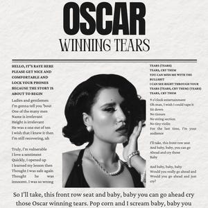 RAYE Oscar Winning Tears Poster | Digital Download Wall Art | Printable ...
