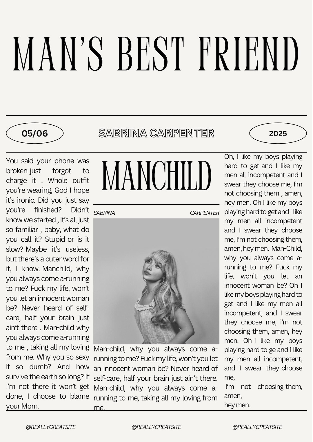 Sabrina Carpenter Manchild Poster | Digital Download Wall Art ...