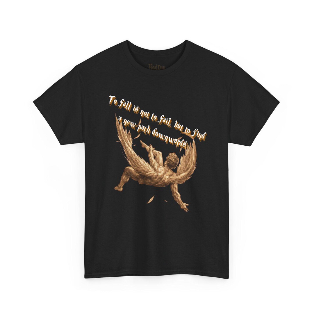 Dark Aesthetic Statue Tee - Angel Falling Black Graphic Shirt Unisex ...