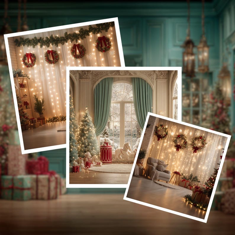 Christmas Digital Backdrop for Holiday Photos, Seasonal Winter Scene ...