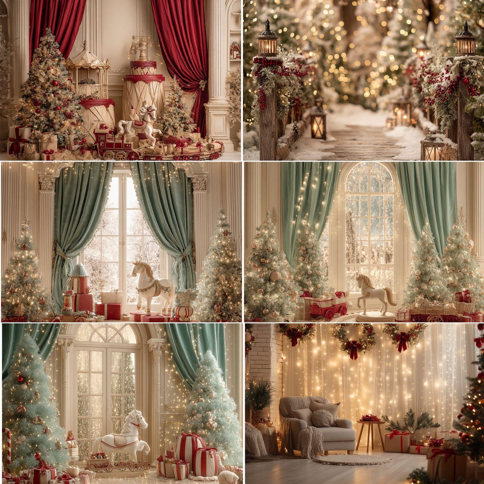 Christmas Digital Backdrop for Holiday Photos, Seasonal Winter Scene ...